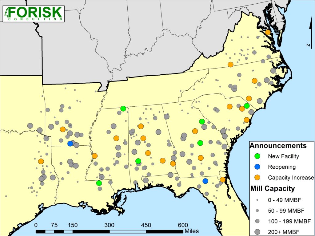 North American Softwood Lumber Capacity Continues to Shift South - Forisk